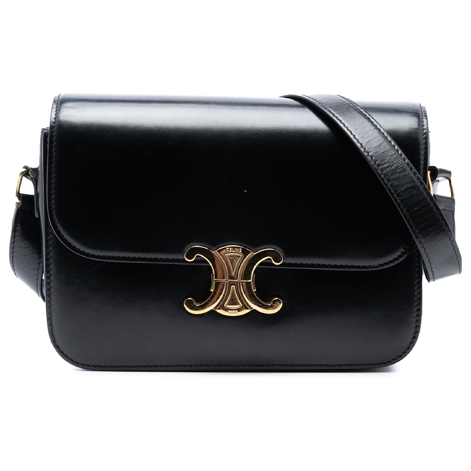 Céline Celine Black Classique Shiny Calfskin Triomphe Crossbody Leather ...