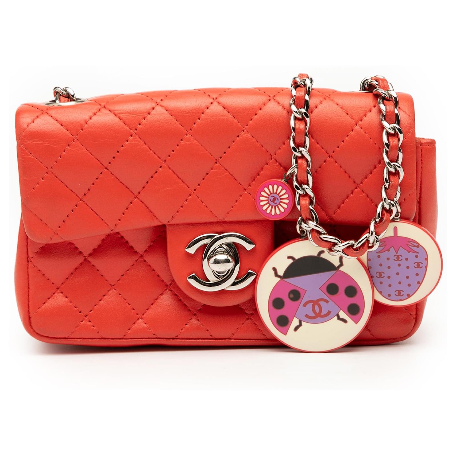 Chanel Red Extra Mini Quilted Lambskin Ladybug Flap Leather ref.2642741 ...