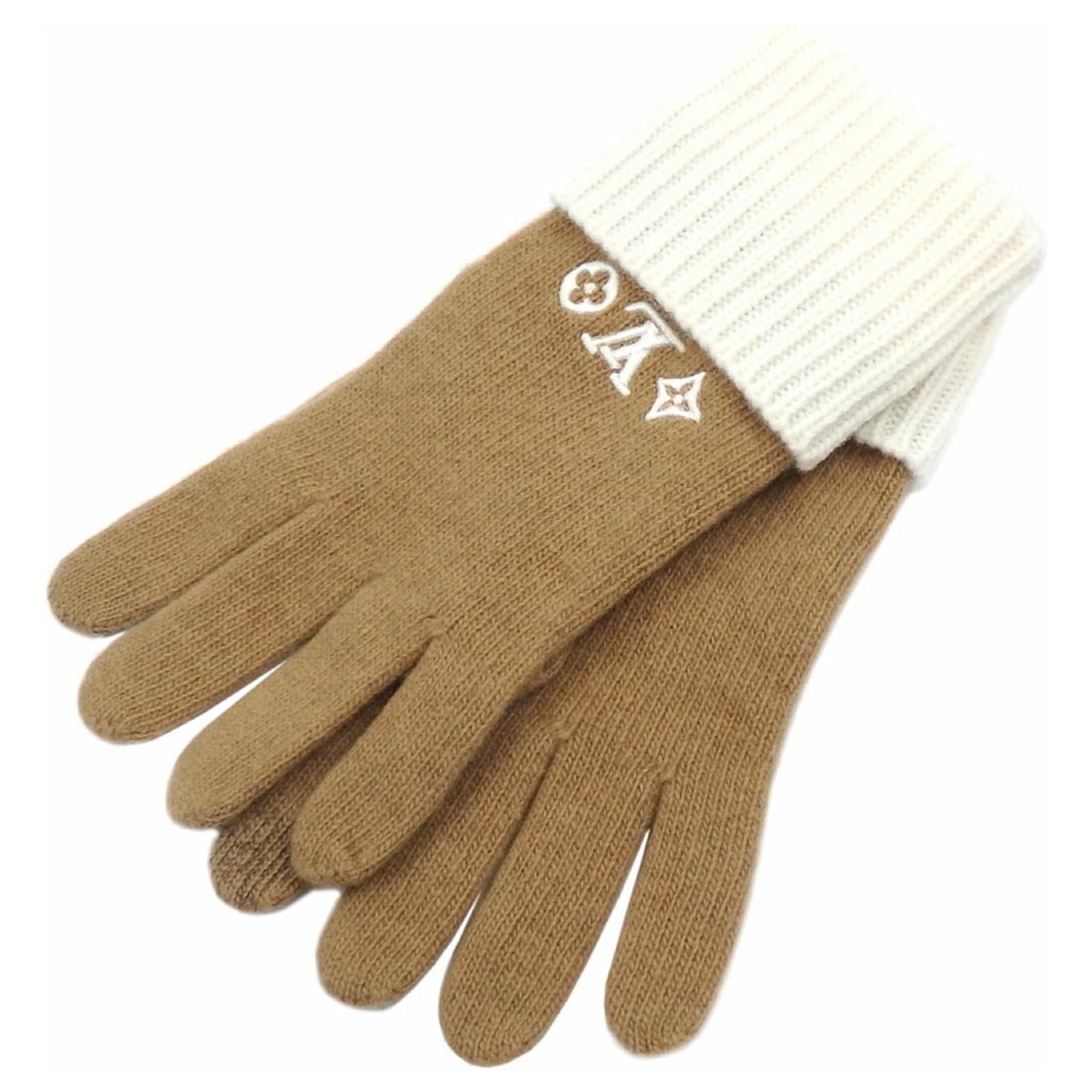 Louis Vuitton LV Headline Women's Gloves Eggshell Camel Wool ref ...