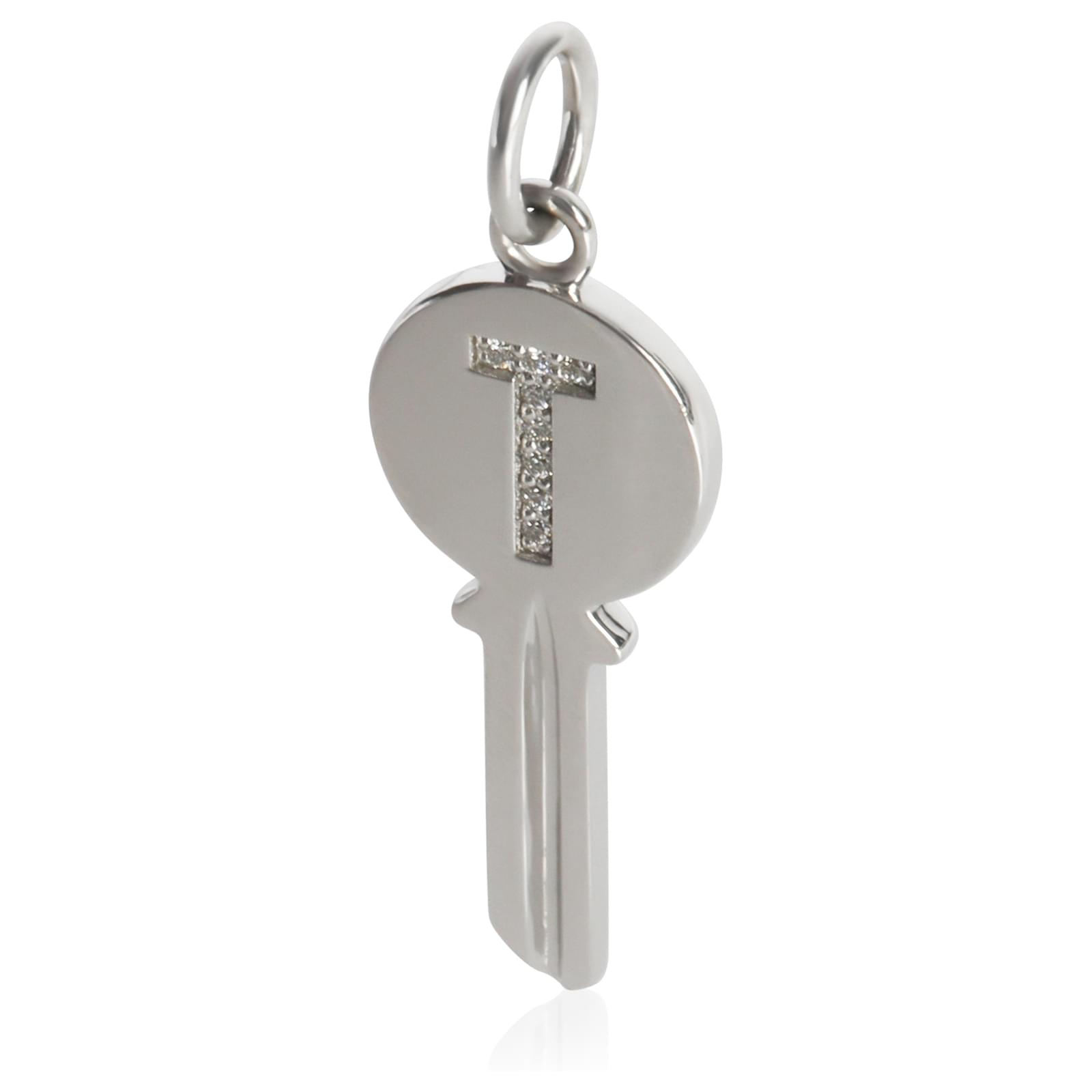 Tiffany & Co. White Gold Diamond Mini Key Charm ref.2648160 - Joli Closet