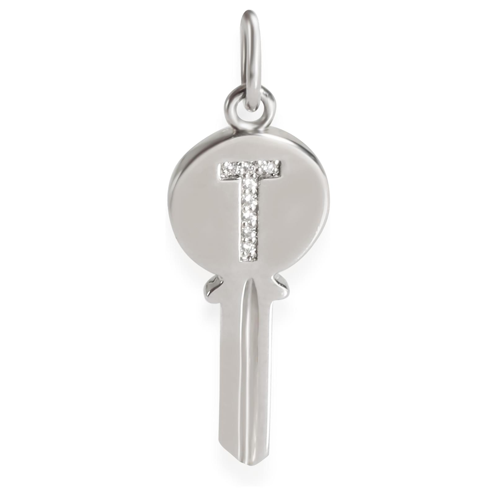 Tiffany & Co. White Gold Diamond Mini Key Charm ref.2648161 - Joli Closet