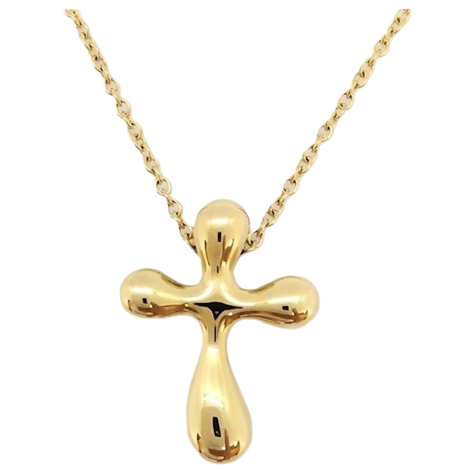 Collier croix petit modèle Elsa Peretti de Tiffany & Co. Or blanc Doré ...