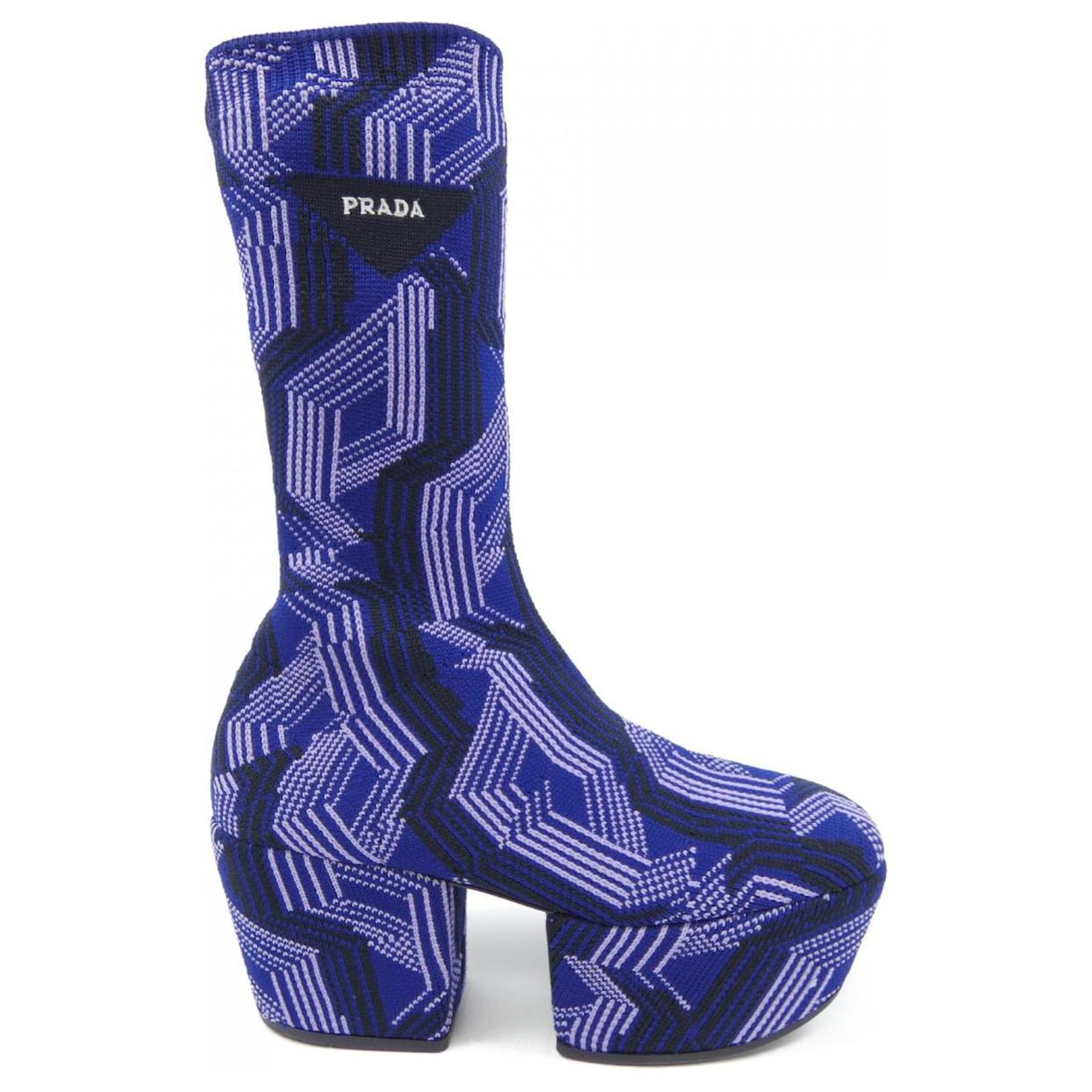 Prada 1WP146 Long Boots Blue Leather ref.2655432 - Joli Closet