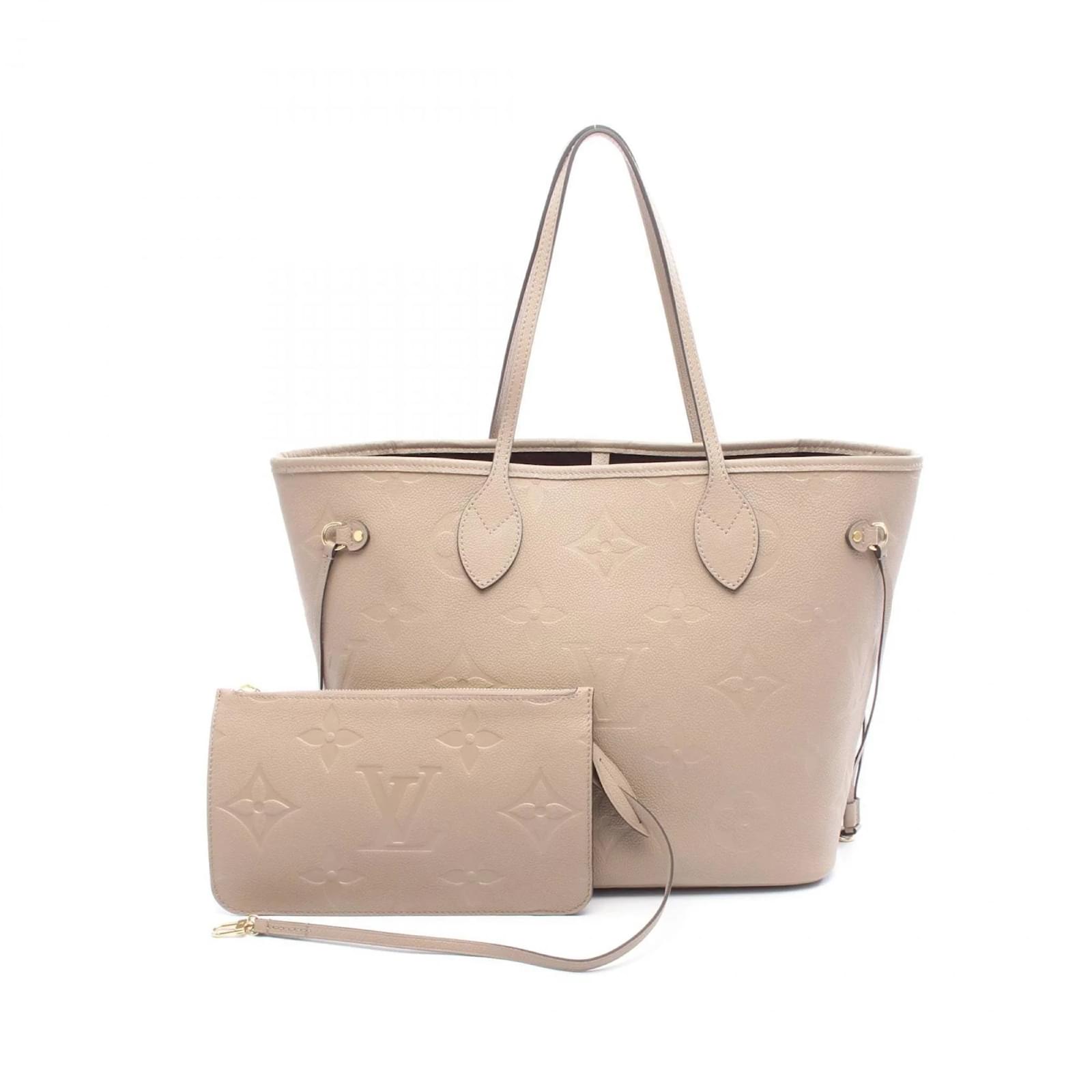 Louis Vuitton Neverfull MM Monogram Empreinte Tote Bag Beige Leather ...