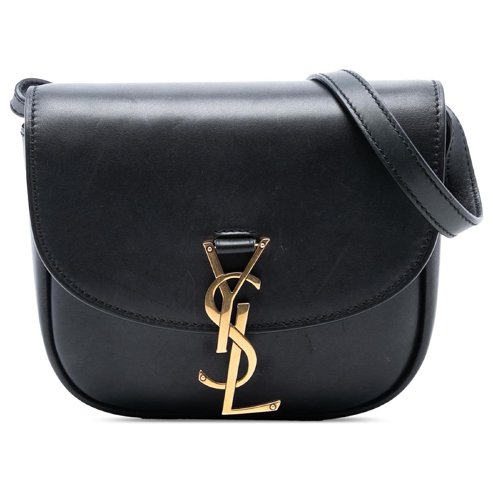 Saint Laurent Black Small Leather Monogram Kaia Crossbody Pony-style ...