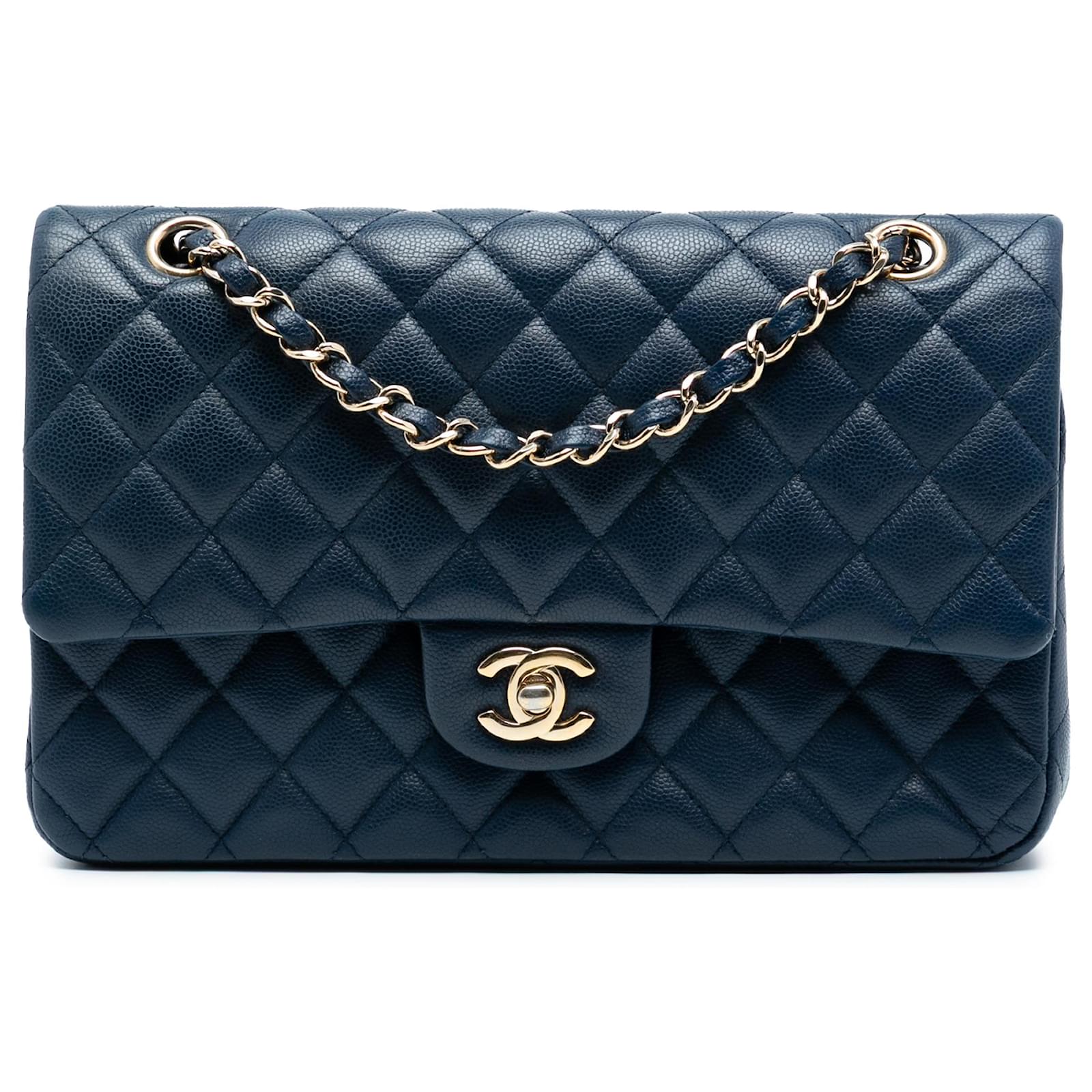 Chanel Blue Medium Classic Caviar Double Flap (Sold) - Joli Closet