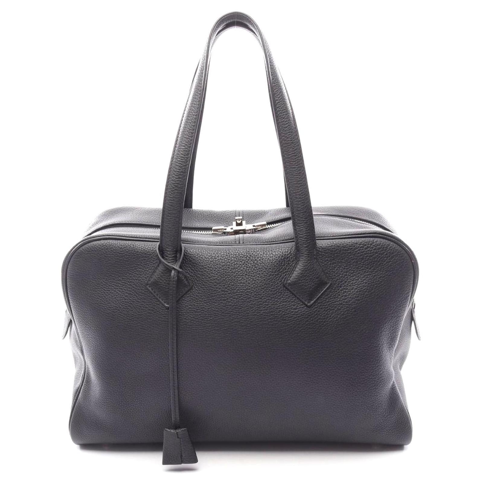 Hermès Hermes Victoria 2 Handbag Black Leather Pony-style calfskin ref ...
