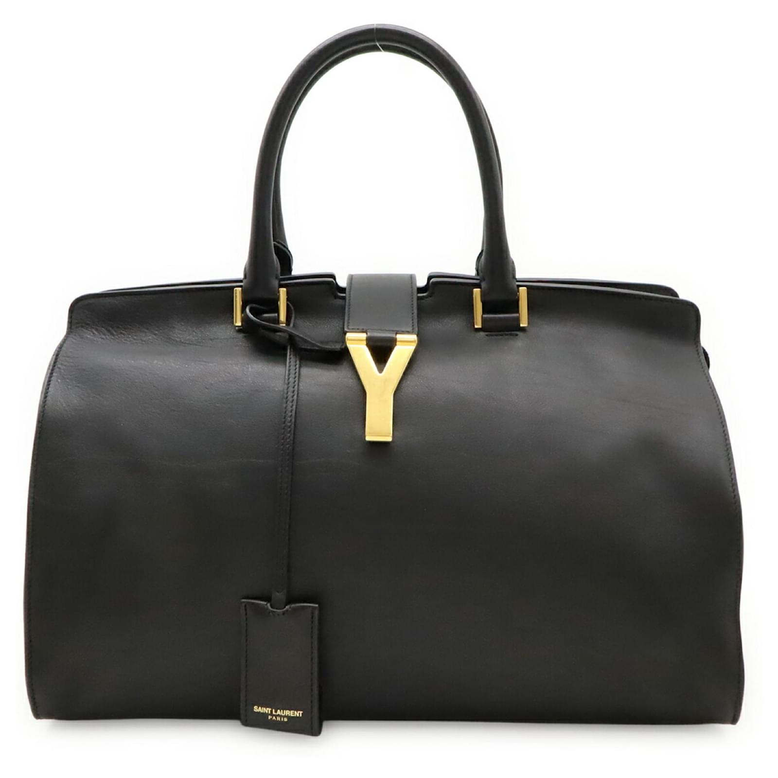 Yves Saint Laurent Y-Line Cabas Classic Handbag Black Leather ref ...