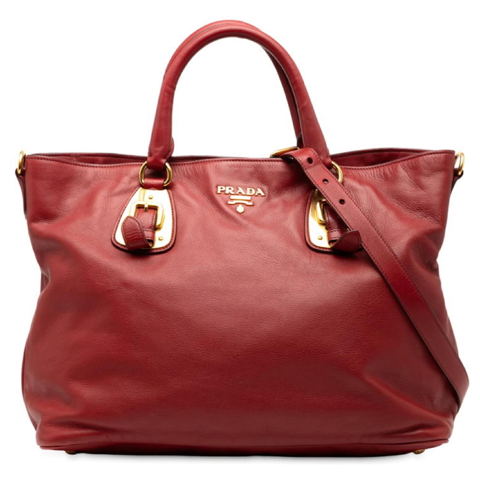 Prada Red Leather Tote and Shoulder Bag ref.2676380 - Joli Closet