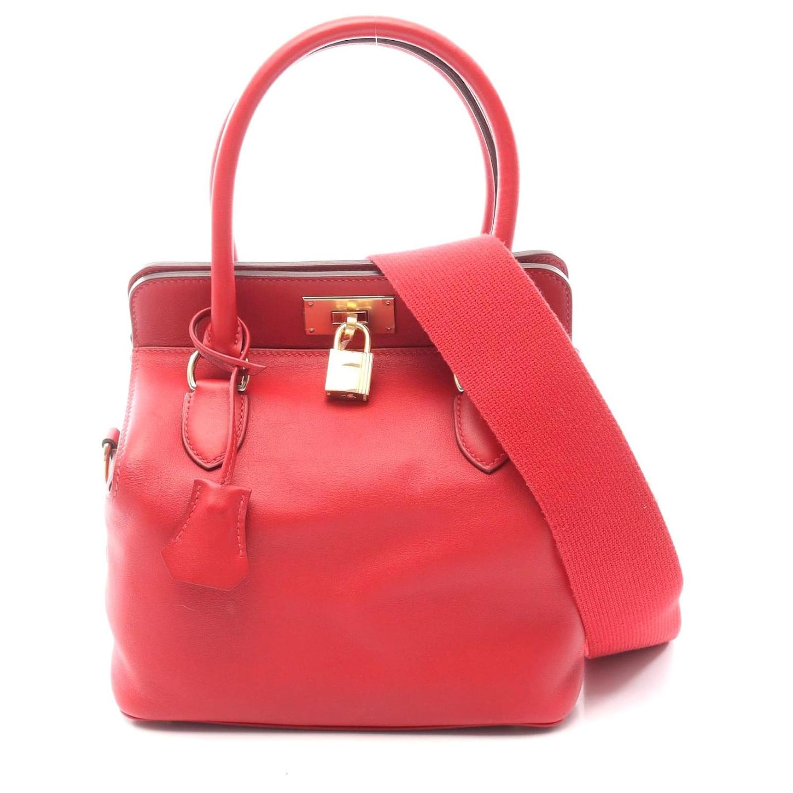 Hermès Hermes Toolbox 20 Leather Handbag Red Pony-style calfskin ref ...