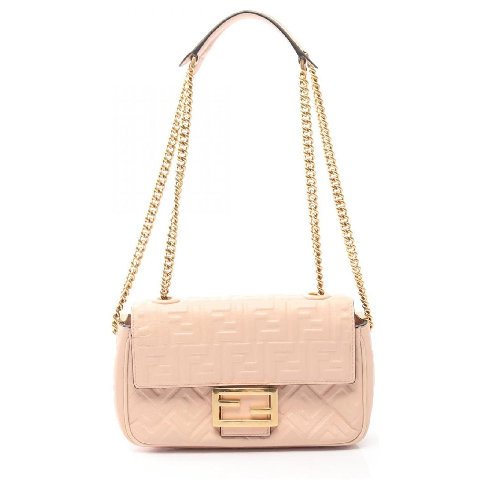 Fendi Baguette Chain Midi Shoulder Bag Pink Leather ref.2684756 - Joli ...