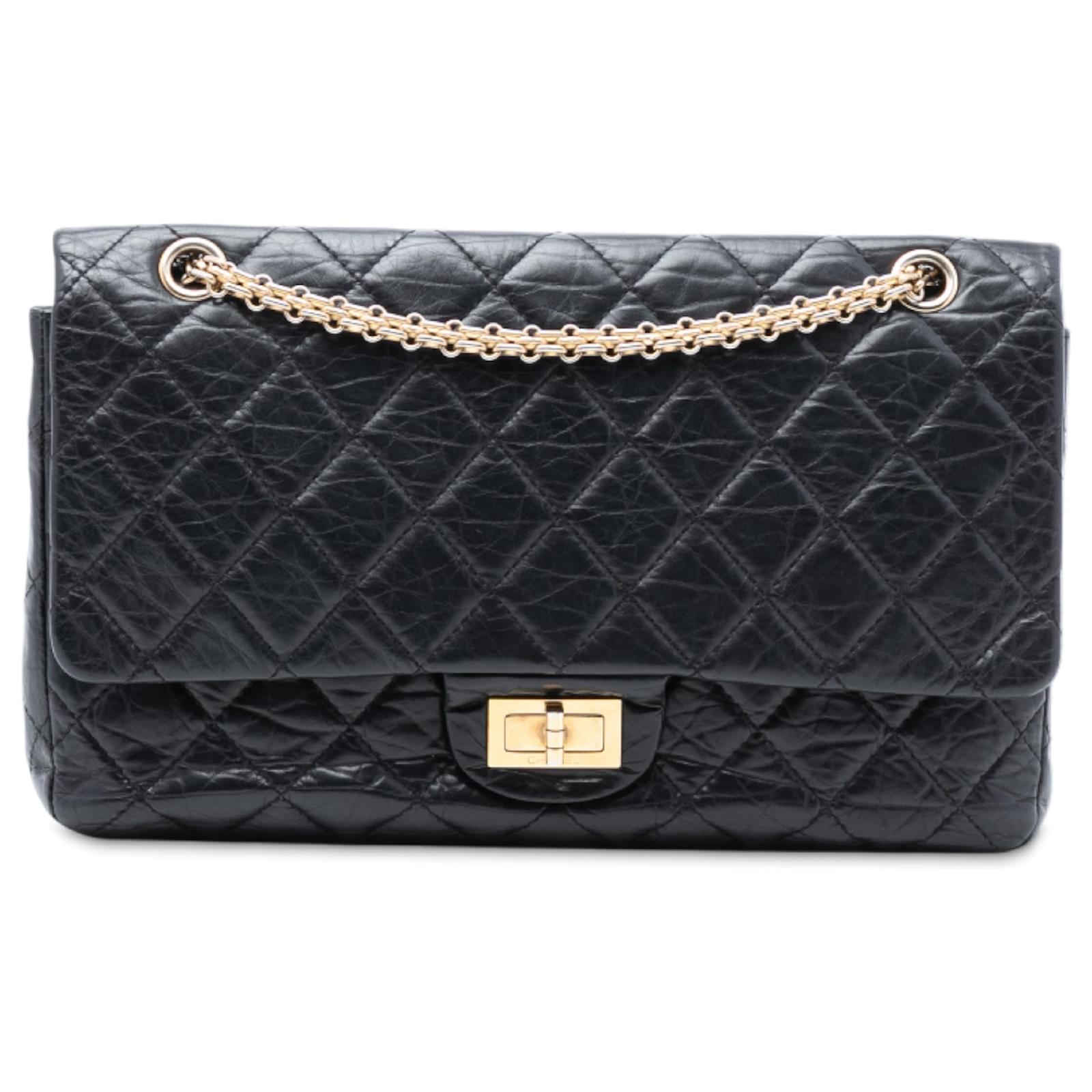 Chanel Black Reissue 2.55 Aged Calfskin Double Flap 226 Leather Pony ...