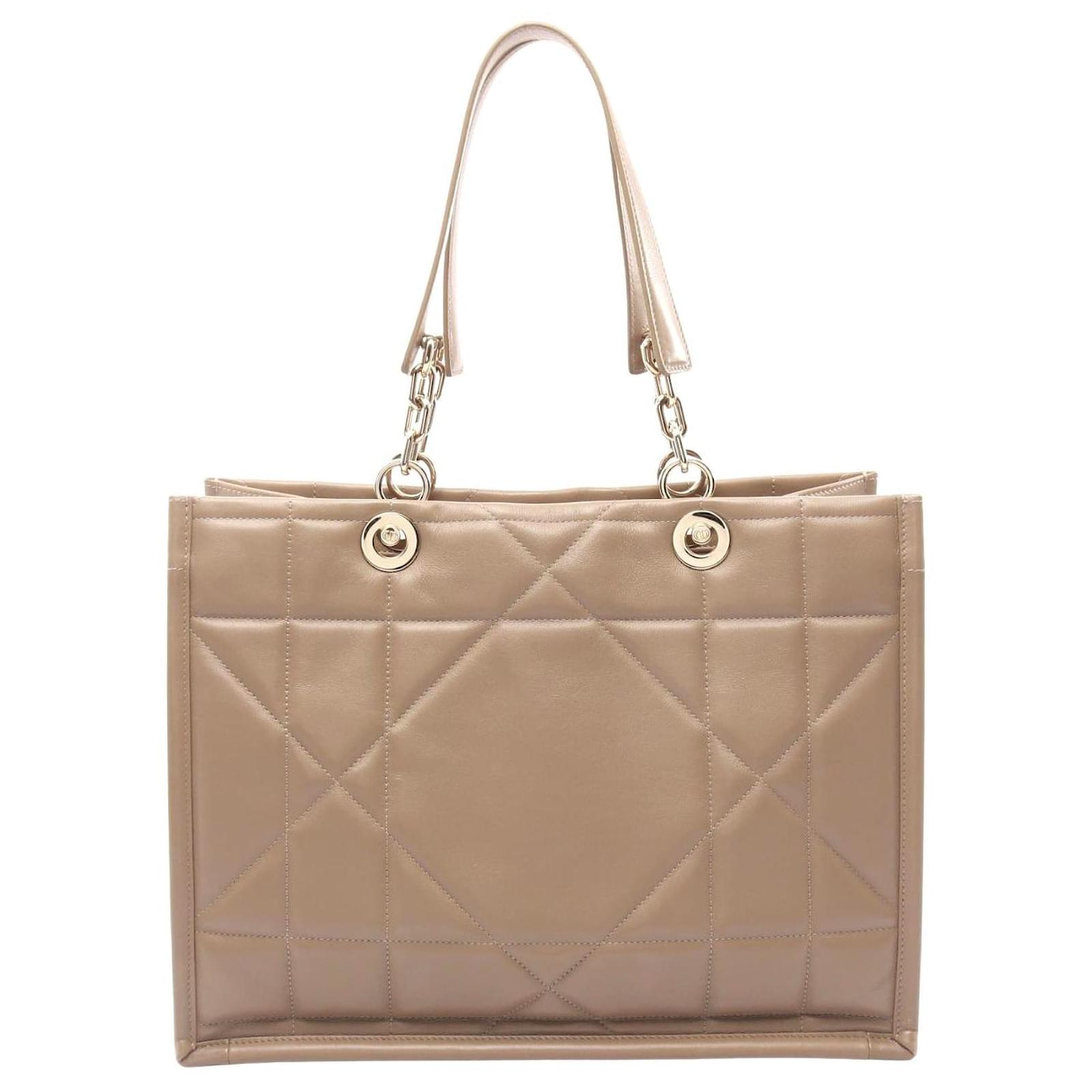 Dior Essential Medium Leather Tote Bag Brown Beige Pony-style calfskin ...