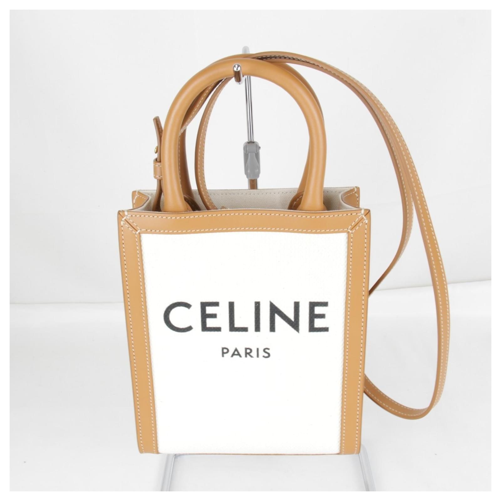 Céline CELINE Vertical Cabas Mini Shoulder Bag White Cloth ref.2715118 ...