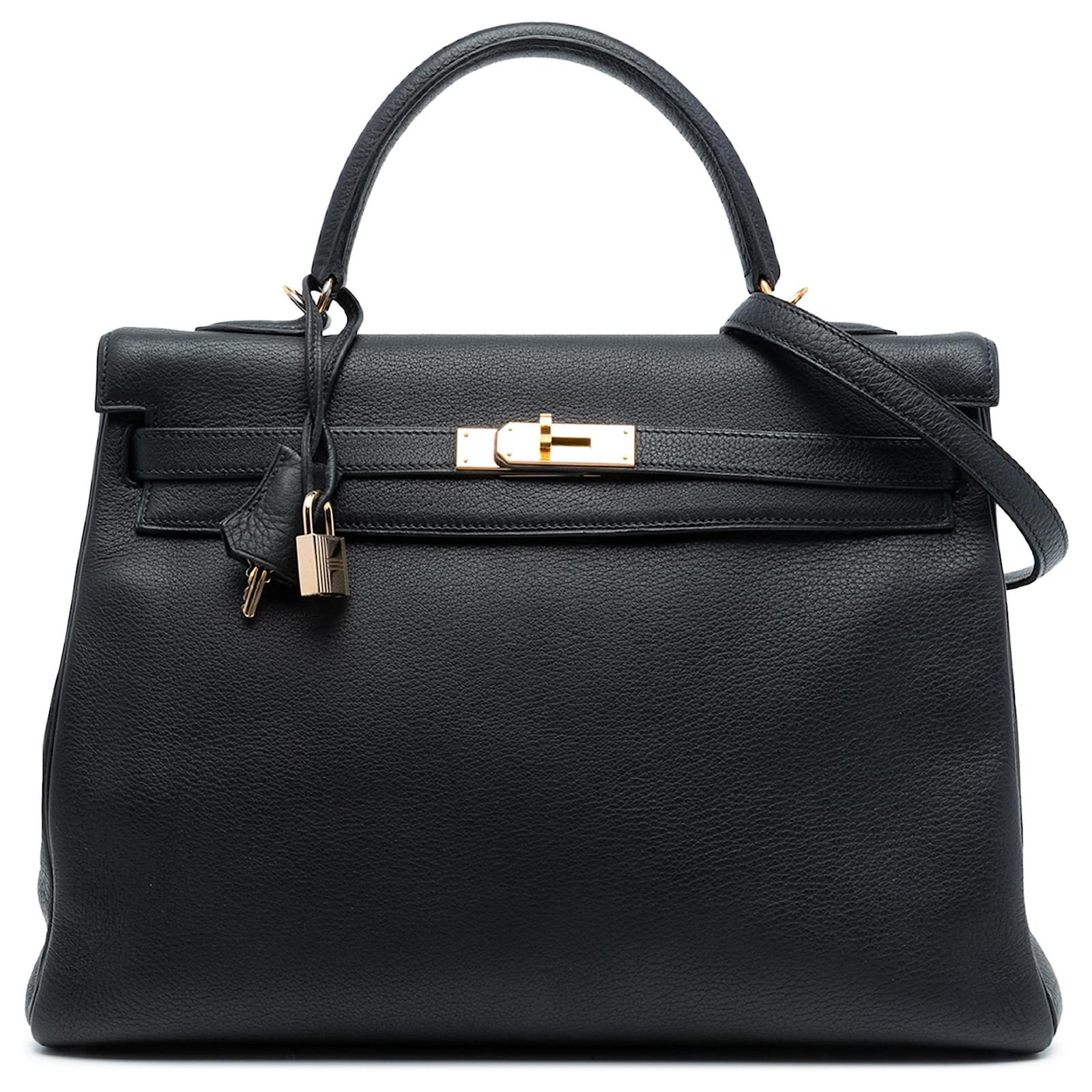 Hermès Black Togo Kelly II Retourne 35 Leather Pony-style calfskin ref ...