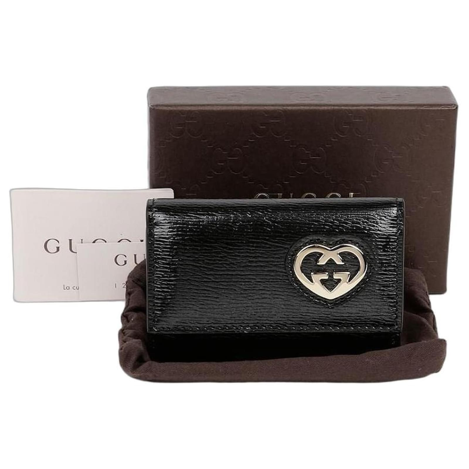 Gucci Heart Key Case Black Leather ref.2728444 - Joli Closet