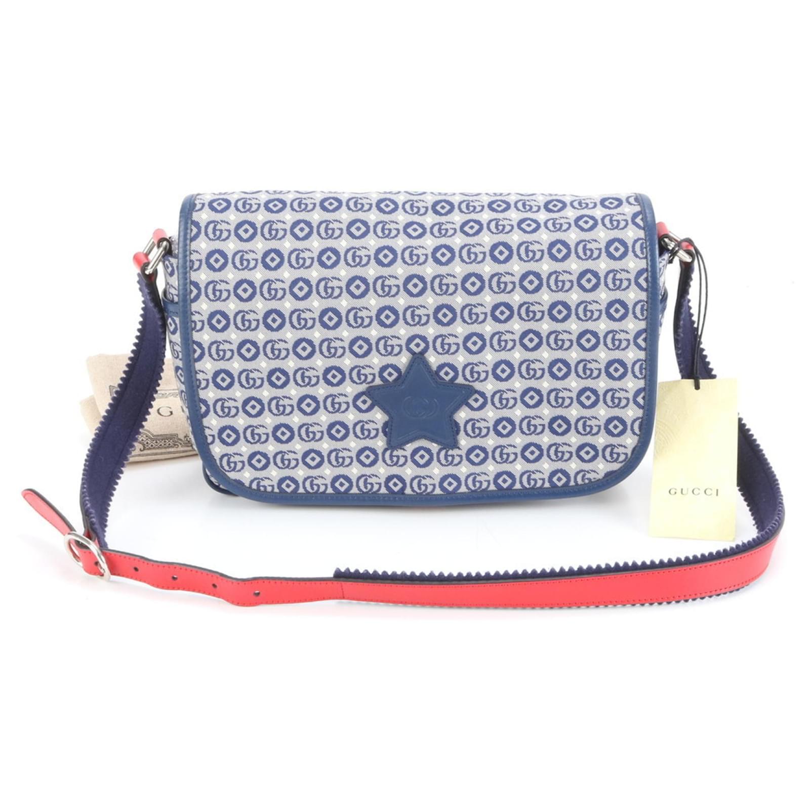 Gucci Star GG Canvas Leather Shoulder Bag Blue Cloth ref.2730049 - Joli ...
