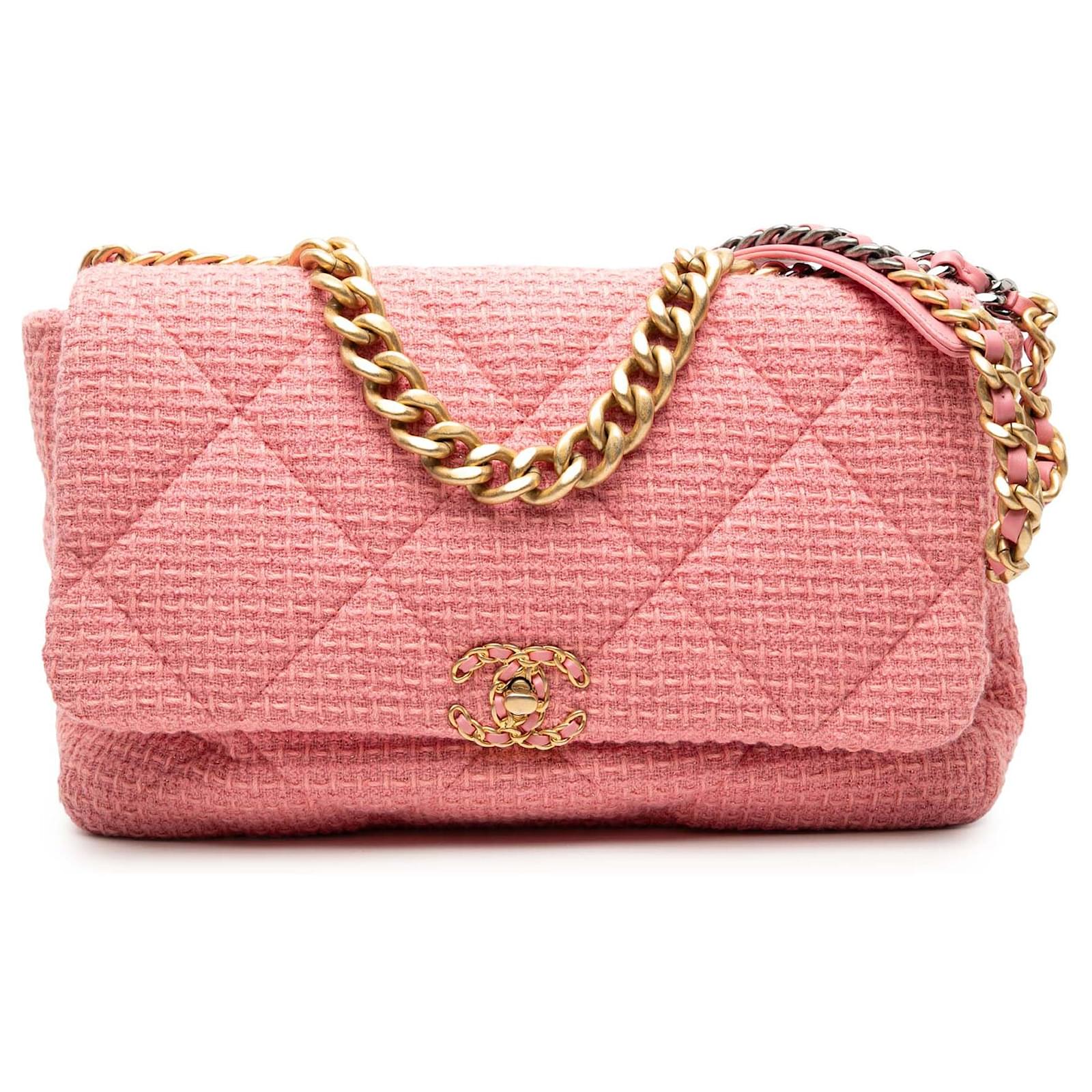 Chanel Pink Maxi Tweed 19 Flap Cloth ref.2733203 - Joli Closet