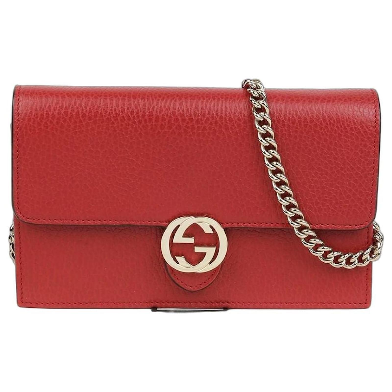 Gucci Interlocking Mini Woc Shoulder Crossbody Bag Red Leather ref ...