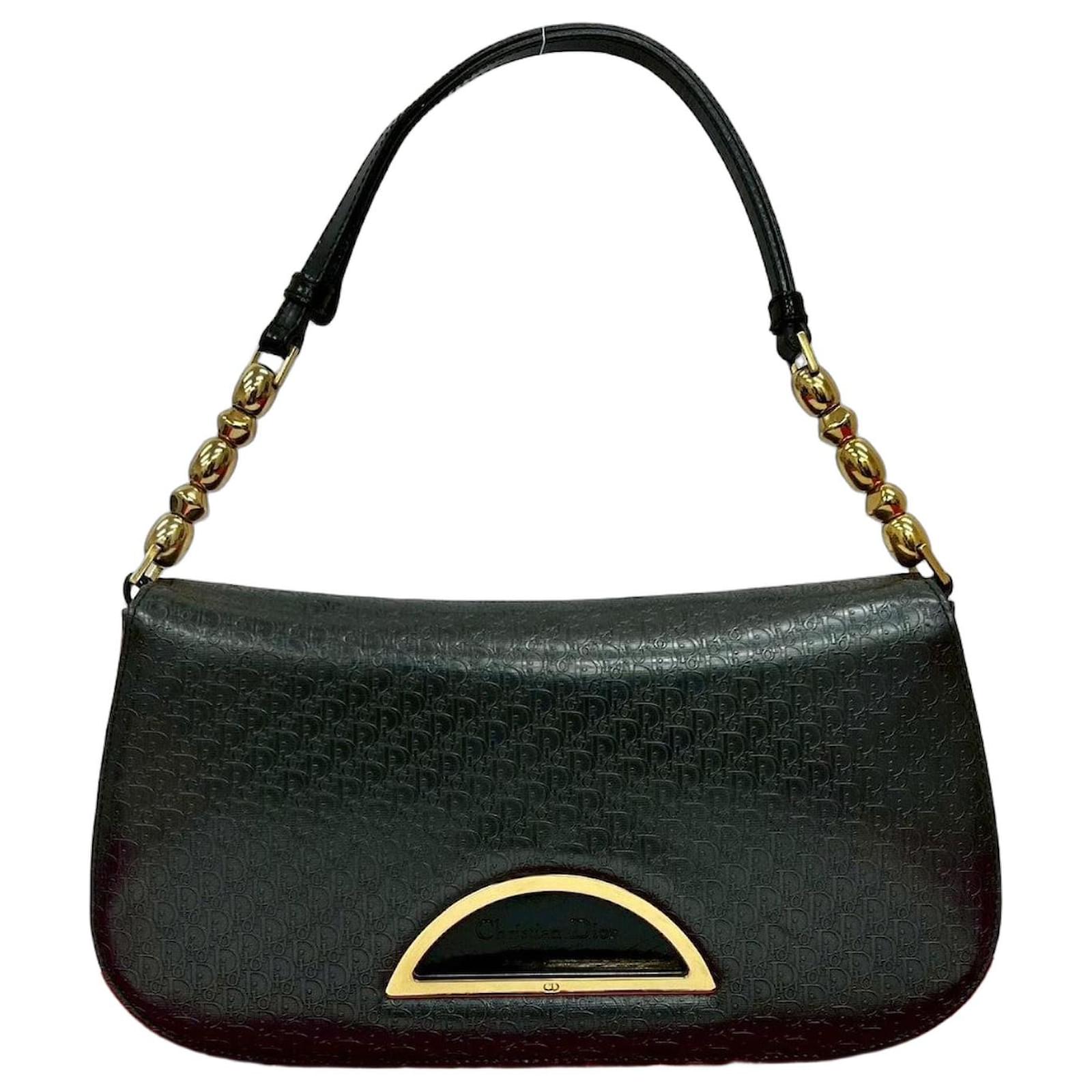 Christian Dior Malice Pearl Trotter Leather Shoulder Bag Black ref ...