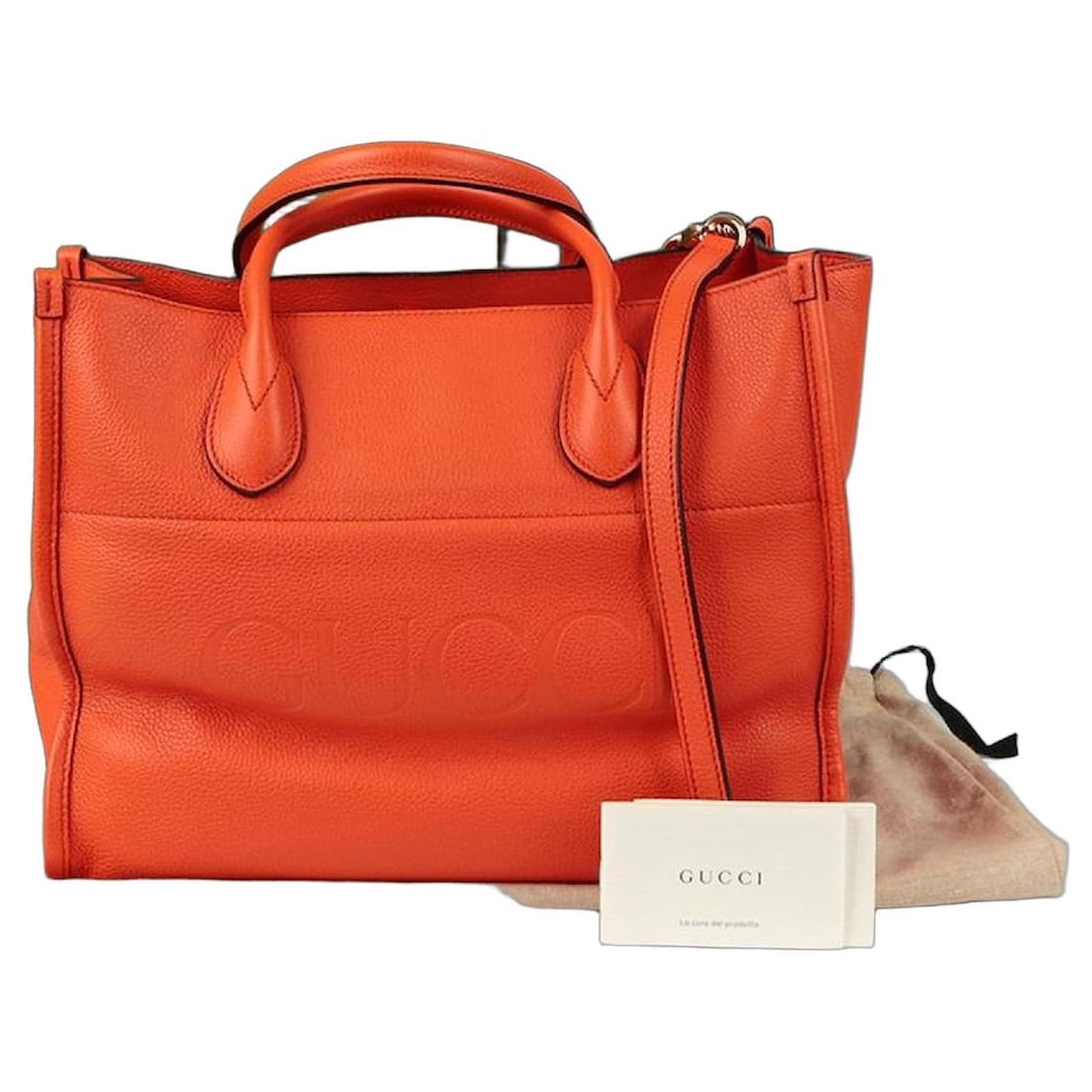 Gucci Logo Small Tote Shoulder Bag Orange Leather ref.2748892 - Joli Closet