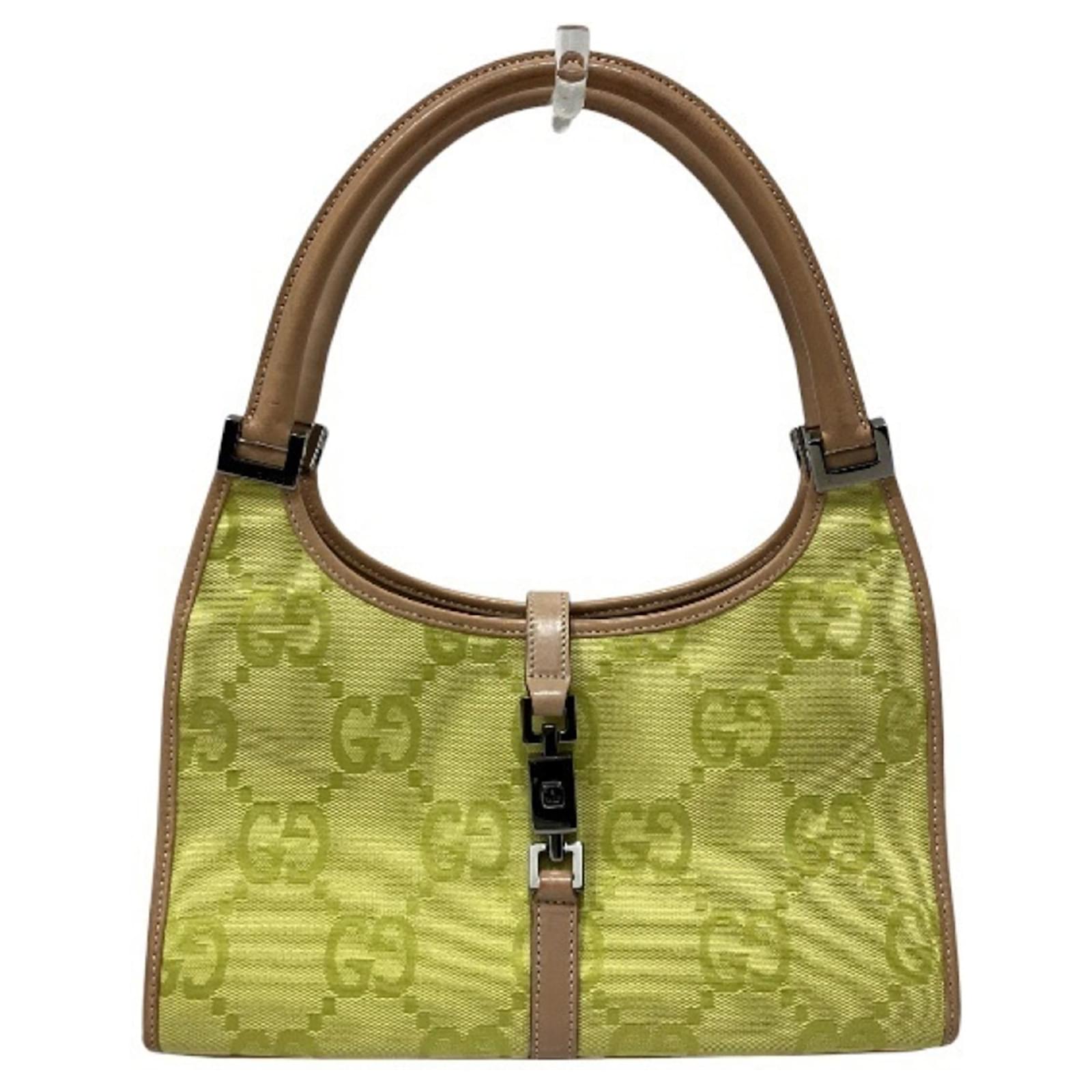 Gucci Jumbo GG Jackie Handbag Green Leather Cloth ref.2760420 - Joli Closet