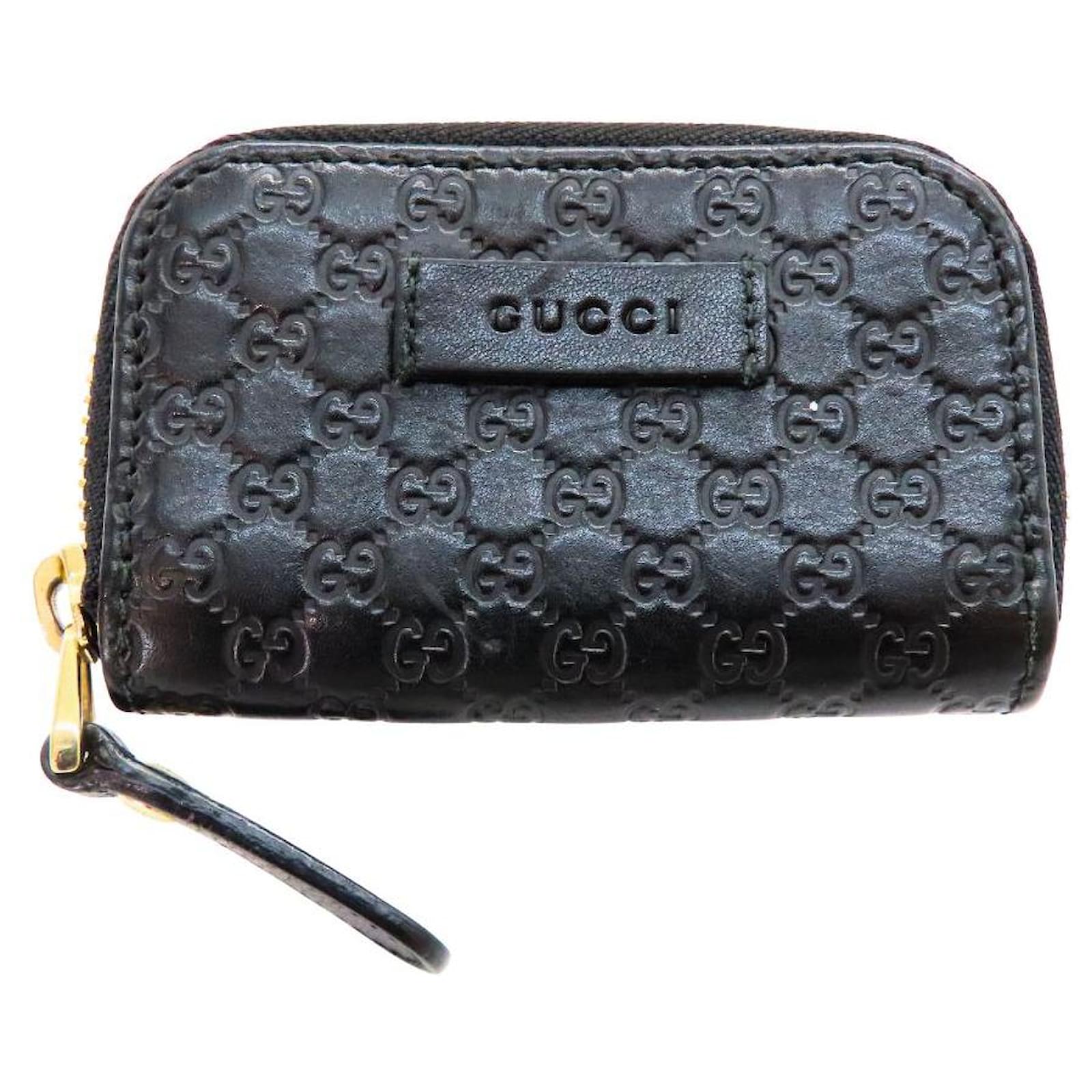 Gucci Micro GG Leather Coin Case Black Golden ref.2761844 - Joli Closet