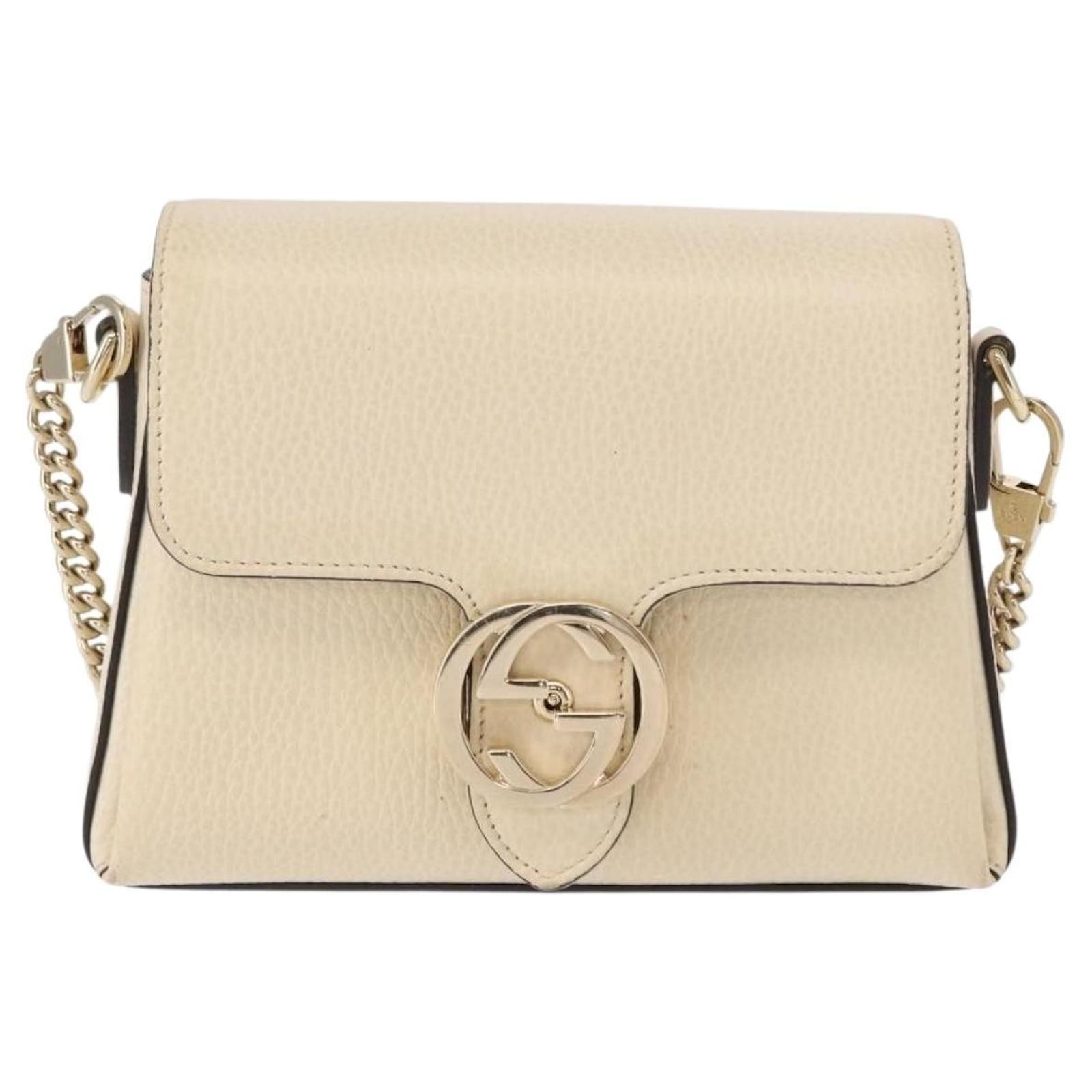 Gucci Interlocking Chain Crossbody Bag Leather Small Beige ref.2782033 ...