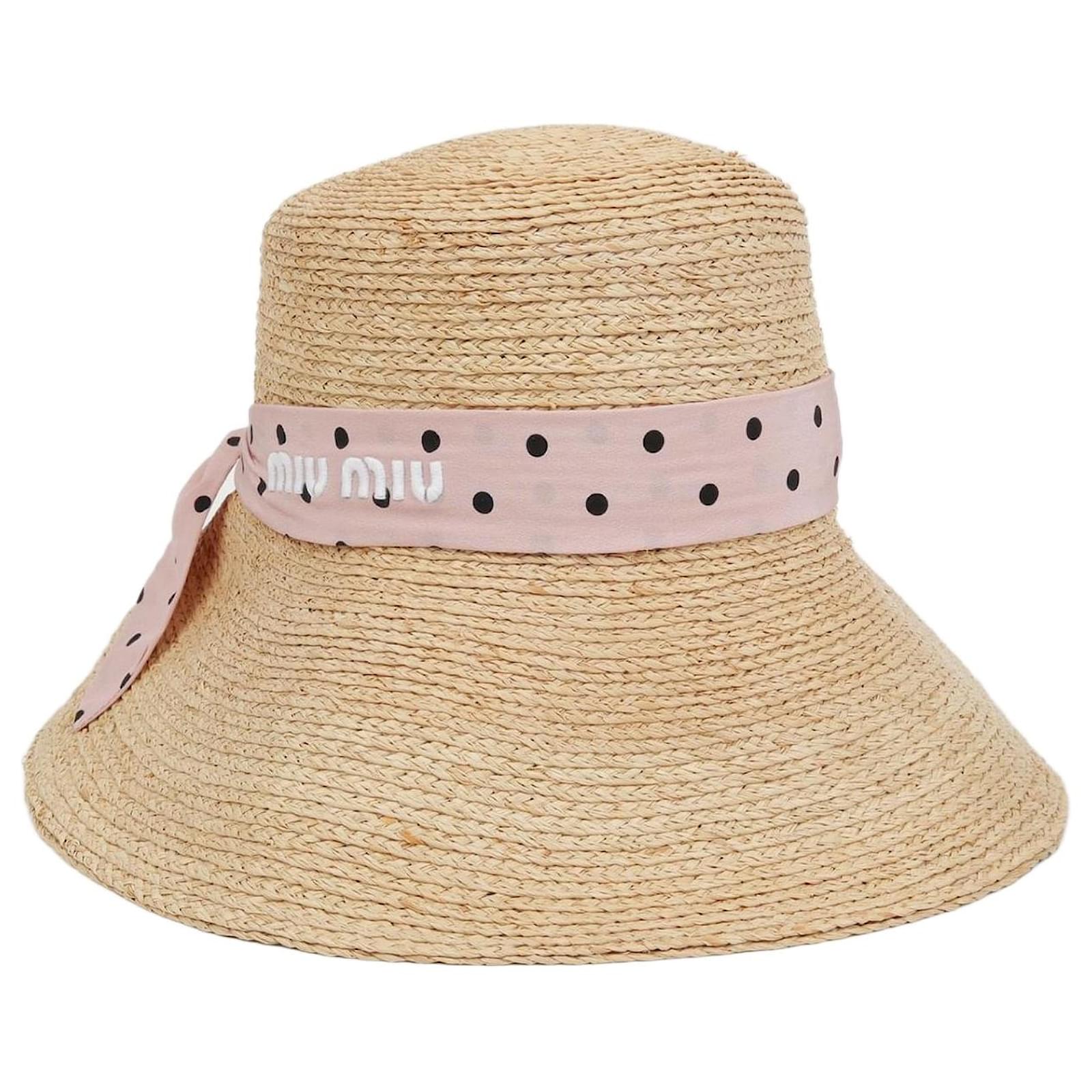 Miu Miu Raffia Bucket Hat Size Brown Cloth ref.2813839 - Joli Closet
