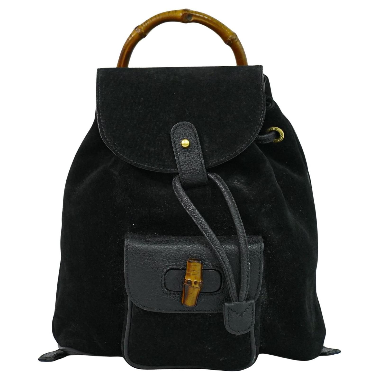 Gucci Gucci bamboo backpack daim mini Black Suede ref.2815408 - Joli Closet