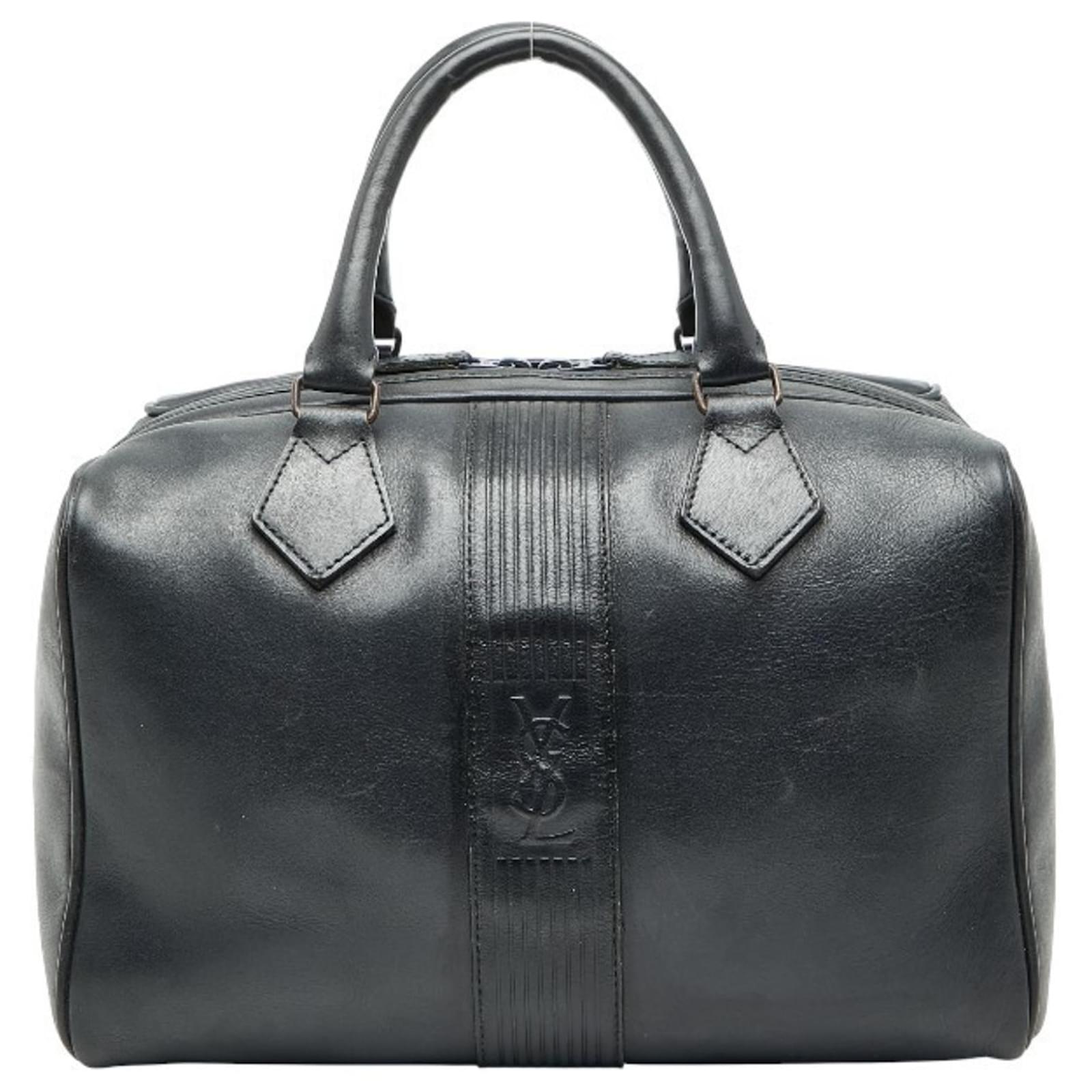 Saint Laurent YSL Logo Mini Boston Bag Black Leather ref.2833058 - Joli ...