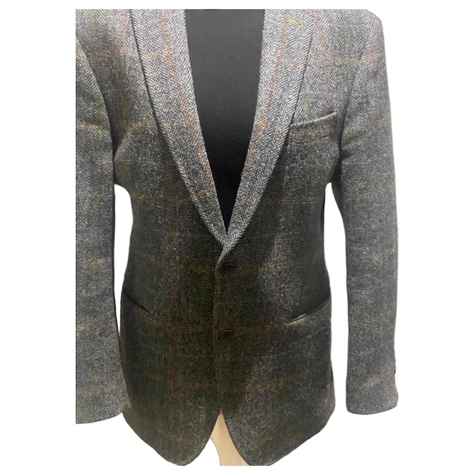 Harris Wharf London Harris Tweed Blazer Jacket by Mario Barutti Wool ...