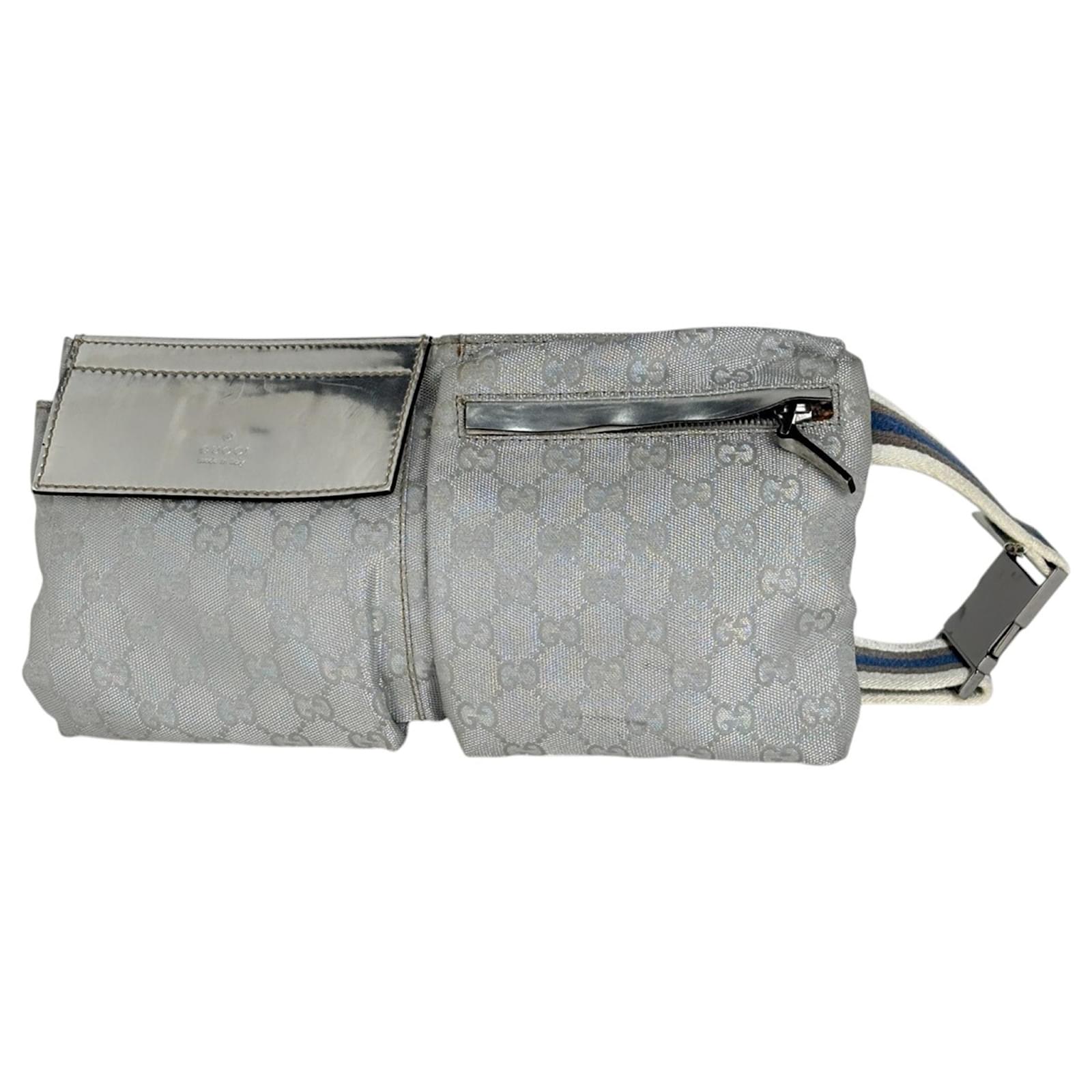 Gucci GG Pattern Waist Bag Silvery Leather Cloth ref.2847960 - Joli Closet