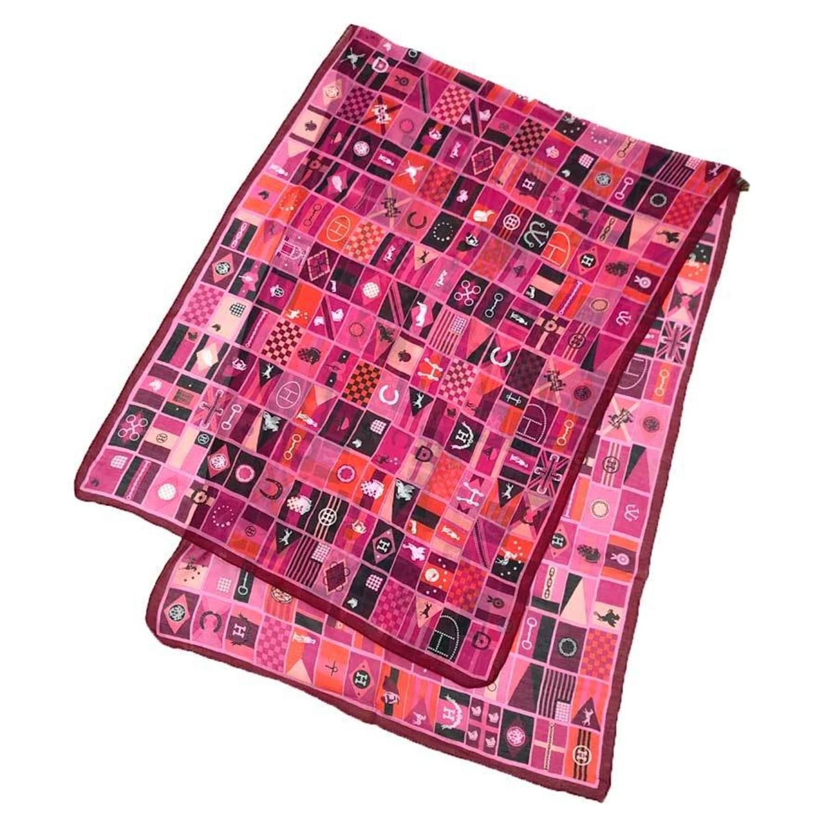 Hermès HERMES Voyage En Che Stole Pink Silk Cotton ref.2871348 - Joli ...
